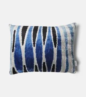 LES-OTTOMANS Striped Cotton And Silk Velvet Cushion - Multicoloured