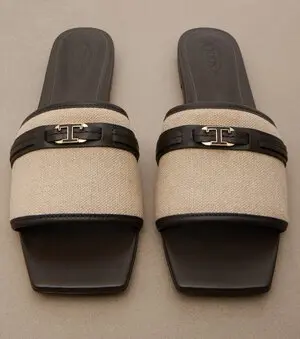 TOD'S Raffia And Leather Trimmed Slides