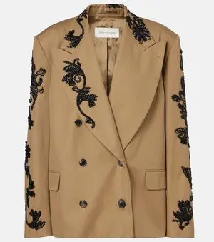 Dries Van Noten Embellished Double-breasted Blazer