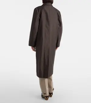 Bottega Veneta Intrecciato Leather-trimmed Silk Trench Coat