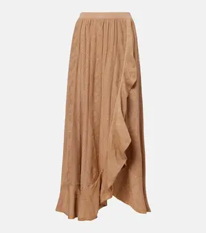 Zimmermann Aster Pointelle Lame Maxi Skirt - Brown