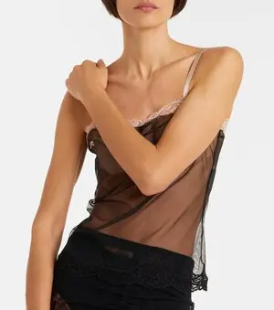 Valentino Garavani Lace-trimmed Sheer Mesh Camisole