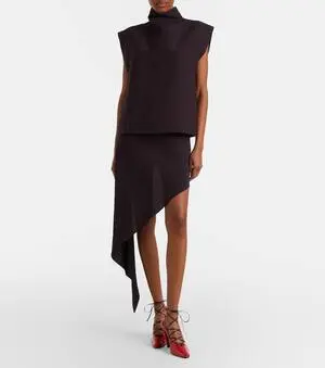 Alaïa Poplin Turtleneck Top - Brown