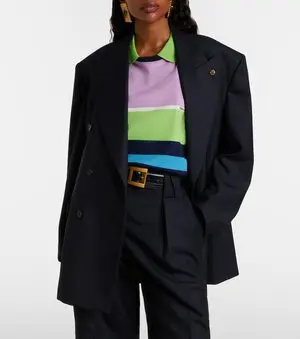 Versace Double-breasted Virgin Wool Blazer
