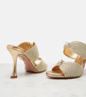AQUAZZURA Smile Raffia-effect Mules