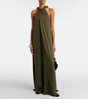 JOSEPH Parc Printed Silk Maxi Dress - Green