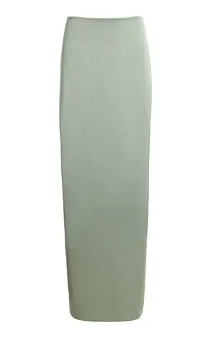 THE NEW ARRIVALS ILKYAZ OZEL Ilkyaz Ozel Exclusive Satin Maxi Skirt - Green