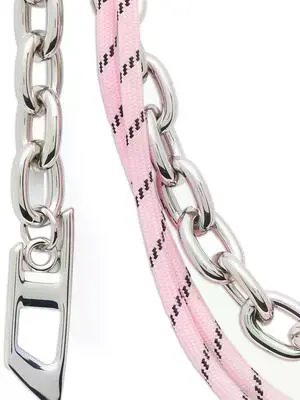 DIESEL® Chain-d M Charm With Braided Cord And Logo Pendant - Silver
