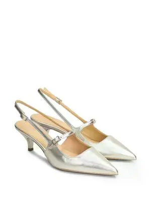 FRATELLI RUSSO Platinum Metallic Slingback Pumps - Silver