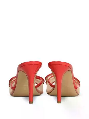 FABIO RUSCONI Patent Finish Mesh Mules With Bow Detailing