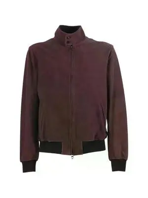 STEWART Suede Bomber Jacket - Brown