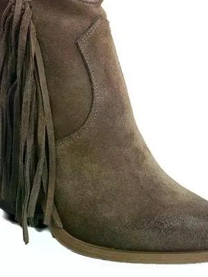 METISSE Suede Fringe Ankle Boots