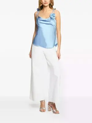 Cinq À Sept Marta Flower-appliqué Cowl-neck Blouse - Blue
