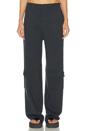AYA MUSE Knit Cargo Pants - Charcoal