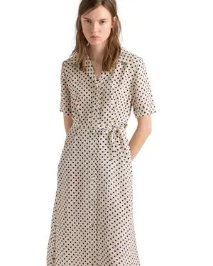 Prada Polka-dot Print Marocain Shirt Dress