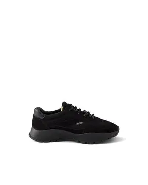 Prada Mesh And Suede Lace-up Sneakers - Black