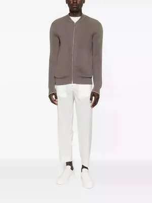 Brunello Cucinelli Ribbed Zip-fastening Cardigan - Brown