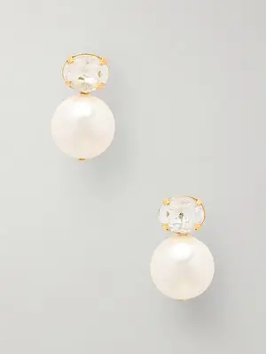 JENNIFER BEHR Gold-tone Crystal And Pearl Drop Earrings - Neutrals