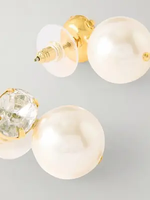 JENNIFER BEHR Gold-tone Crystal And Pearl Drop Earrings - Neutrals