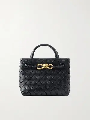 Bottega Veneta Mini Andiamo Intrecciato Leather Tote - Black
