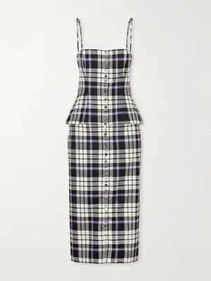 Carolina Herrera Checked Wool-blend Midi Dress - Multi