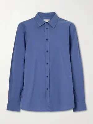 NILI LOTAN Raphael Cotton-poplin Shirt - Blue