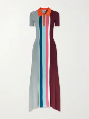 Christopher John Rogers Striped Crochet-knit Jersey Maxi Dress - Multi