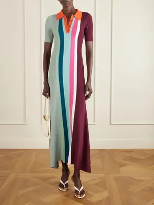 Christopher John Rogers Striped Crochet-knit Maxi Dress