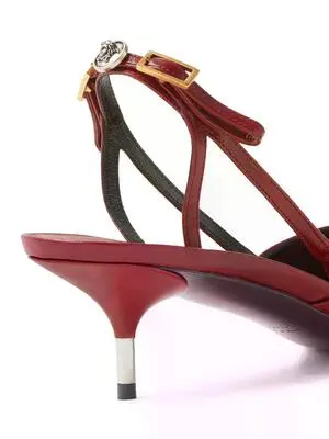 Versace Calf Leather Slingback Pumps With Medusa Hardware - Red
