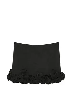 LA REVECHE Ivette Floral Appliqué Mini Skirt - Black