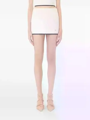 Valentino Garavani Cotton Tweed Mini Skirt - White