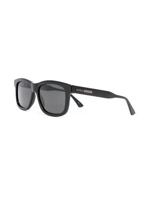 Gucci D-frame Sunglasses With Web Stripe Detail - Black