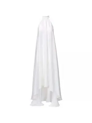 IL VOLO Sheer Panelled High-low Halterneck Dress - White