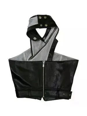 GRACE ELWOOD Biker-style Halterneck Top - Black