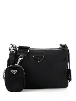Prada Re-edition 2000 Double Zip Shoulder Bag - Black