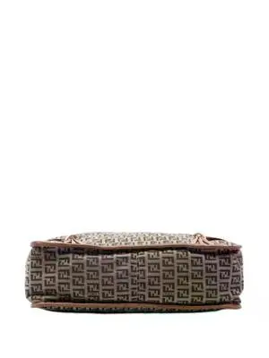 Fendi Zucchino Canvas F Charm Crossbody Bag