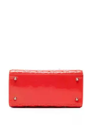 Dior Medium Patent Cannage Lady Satchel - Orange