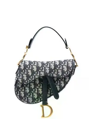 Dior Mini Oblique Canvas Saddle Bag Satchel - Blue