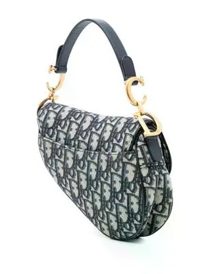 Dior Mini Oblique Canvas Saddle Bag Satchel - Blue