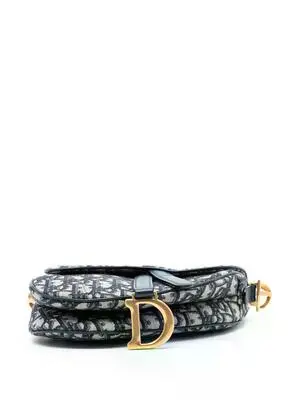 Dior Mini Oblique Canvas Saddle Bag Satchel - Blue