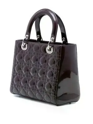 Dior Christian Dior Patent Cannage Lady Dior Satchel Purple