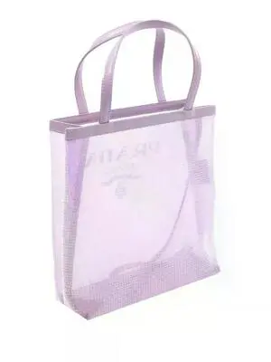 Prada Sequin Mesh Logo Tote Bag - Purple