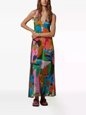 Paul Smith River Collage Floral-print V-neck Maxi Dress - Blue