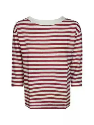 Majestic Filatures Striped Boat-neck T-shirt - Red