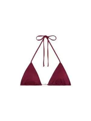 MC2 SAINT BARTH Plate Logo-Detail Triangle Bikini Top Red
