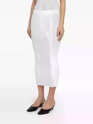 AMOMENTO Knitted Midi Skirt With Pleated Texture