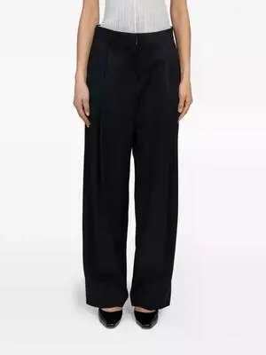 AMOMENTO Wide-leg Tucked Trousers - Black