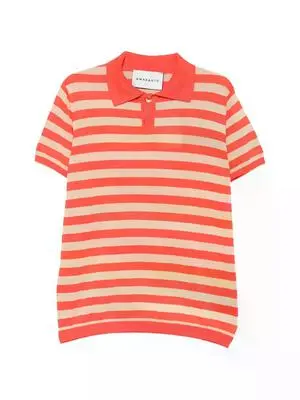 AMARANTO Horizontal-stripe Polo Shirt - Orange