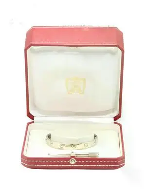 Cartier 18k White Gold Logo Detail Bracelet