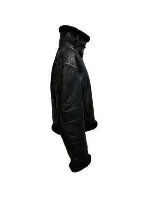 Balenciaga Crinkled Shearling-lined Leather Jacket